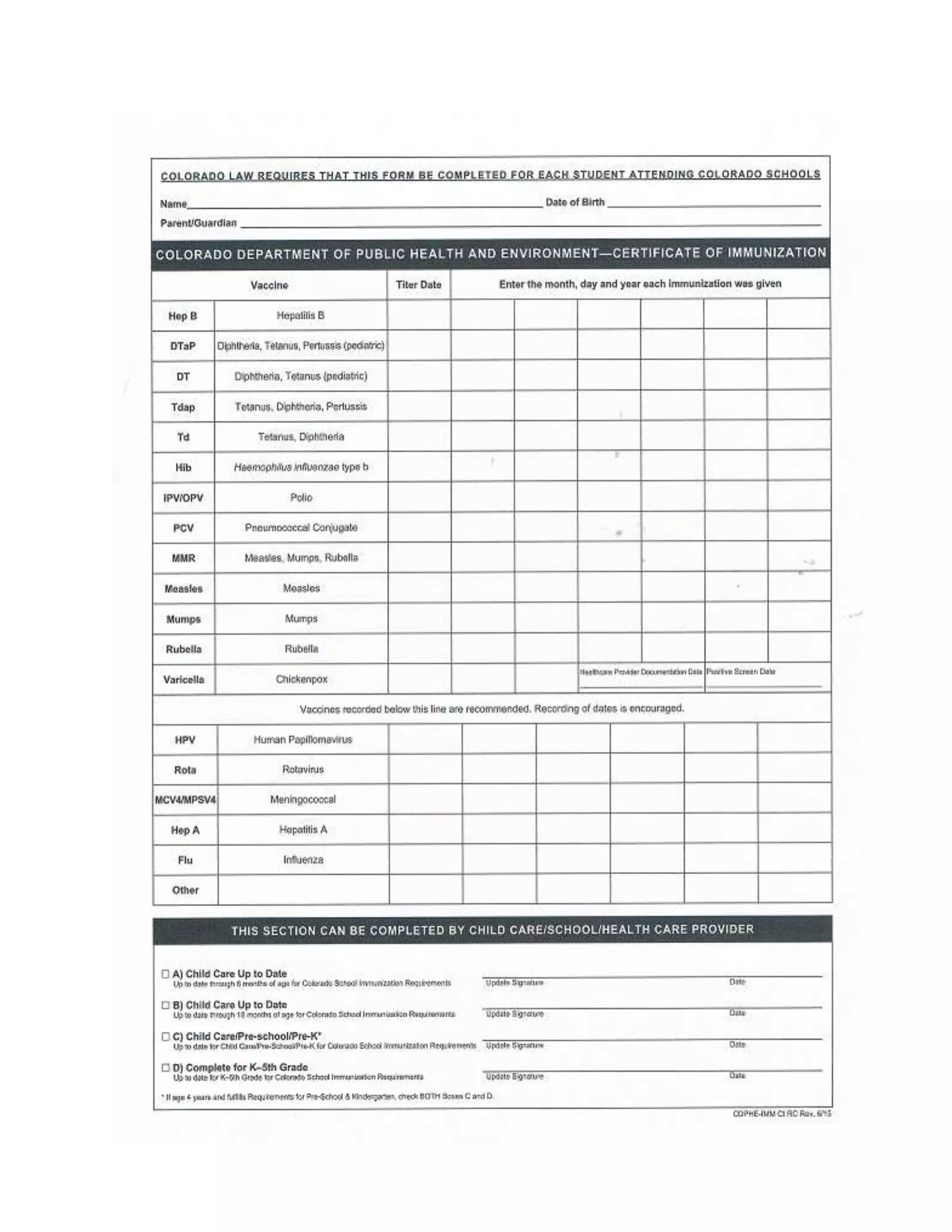 IMMUNIZATION CERTIFICATE | DOCX