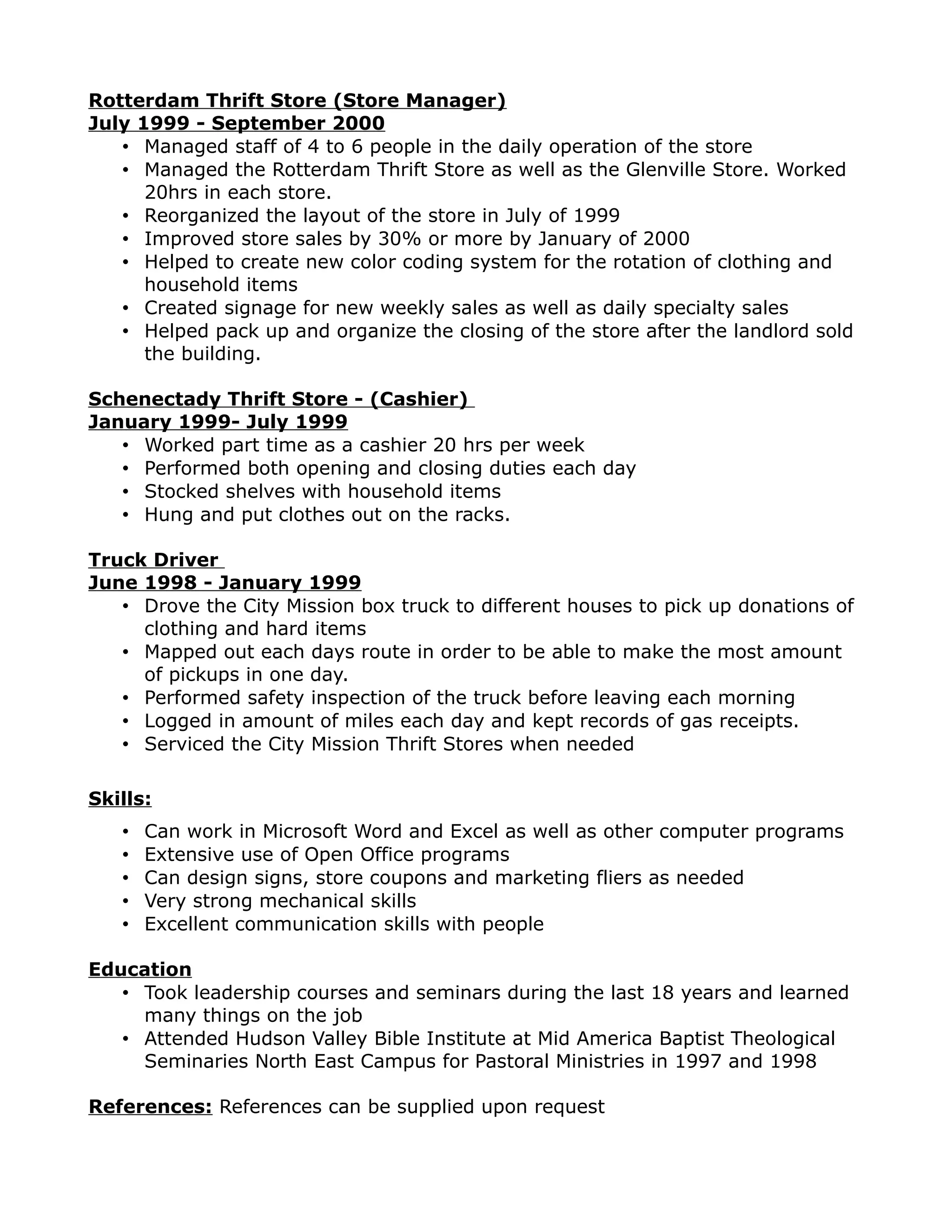 Toms Resume | ODT | Sales | Business