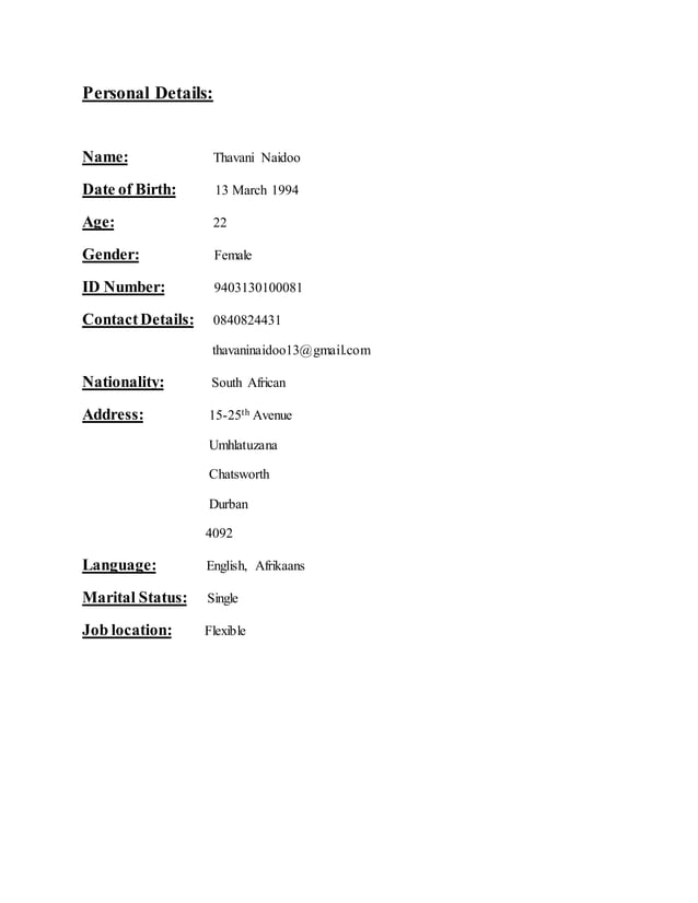 Curriculum vitae -Thavani | DOCX
