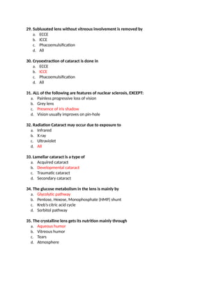 52 Multiple Choice Questions (MCQS) - Cataract and Lens.docx