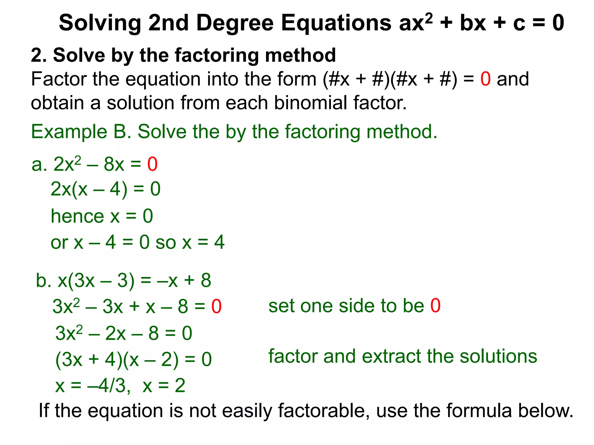 5 2nd degree equations and the quadratic formula | PPTX