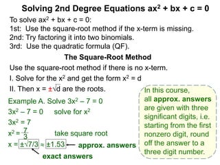 5 2nd degree equations and the quadratic formula | PPTX