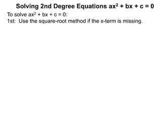 5 2nd degree equations and the quadratic formula | PPTX