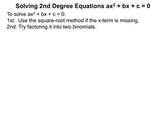 5 2nd degree equations and the quadratic formula | PPTX