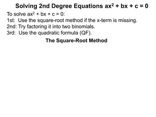 5 2nd degree equations and the quadratic formula | PPTX