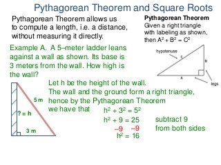 52 pythagorean theorem and square roots | PPTX