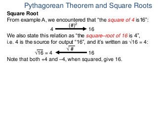 52 pythagorean theorem and square roots | PPTX