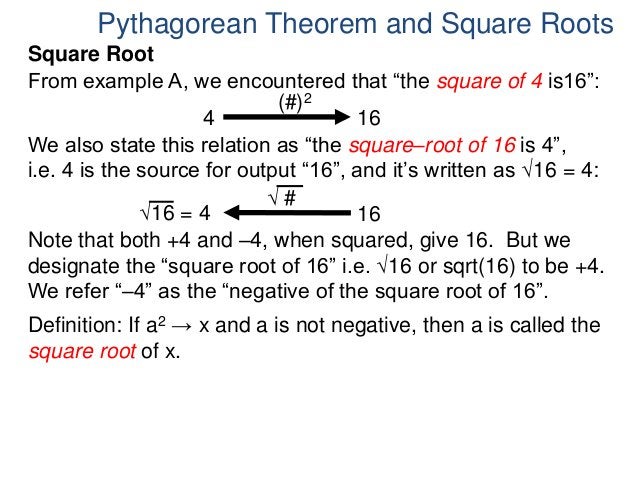 52 pythagorean theorem and square roots | PPT