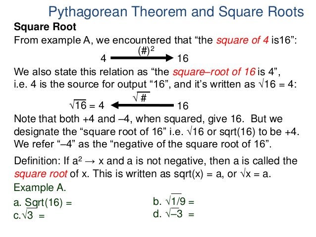 52 pythagorean theorem and square roots | PPT