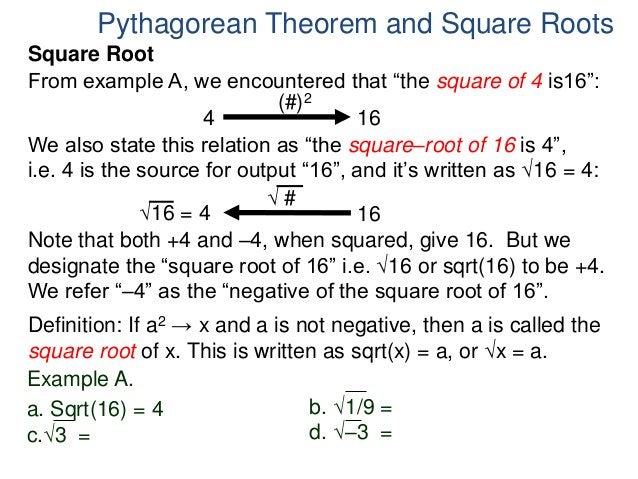 52 pythagorean theorem and square roots | PPT