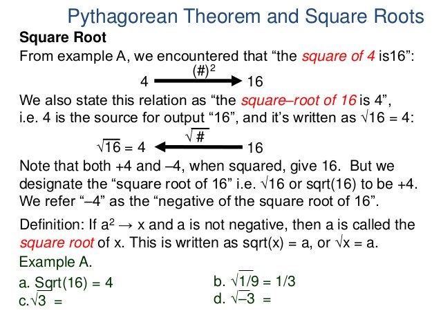 52 pythagorean theorem and square roots | PPT
