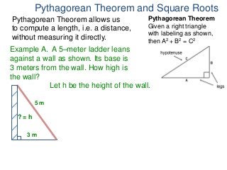 52 pythagorean theorem and square roots | PPTX