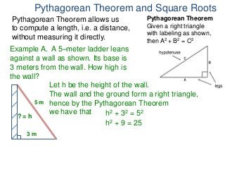 52 pythagorean theorem and square roots | PPTX