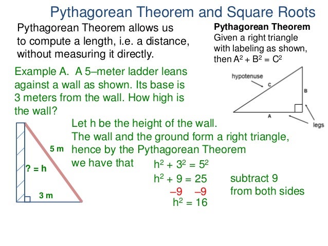 52 pythagorean theorem and square roots