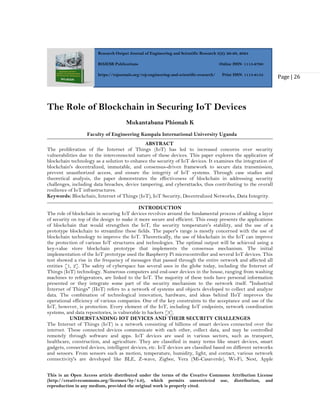 The Role of Blockchain in Securing IoT Devices (www.kiu.ac.ug) | PDF