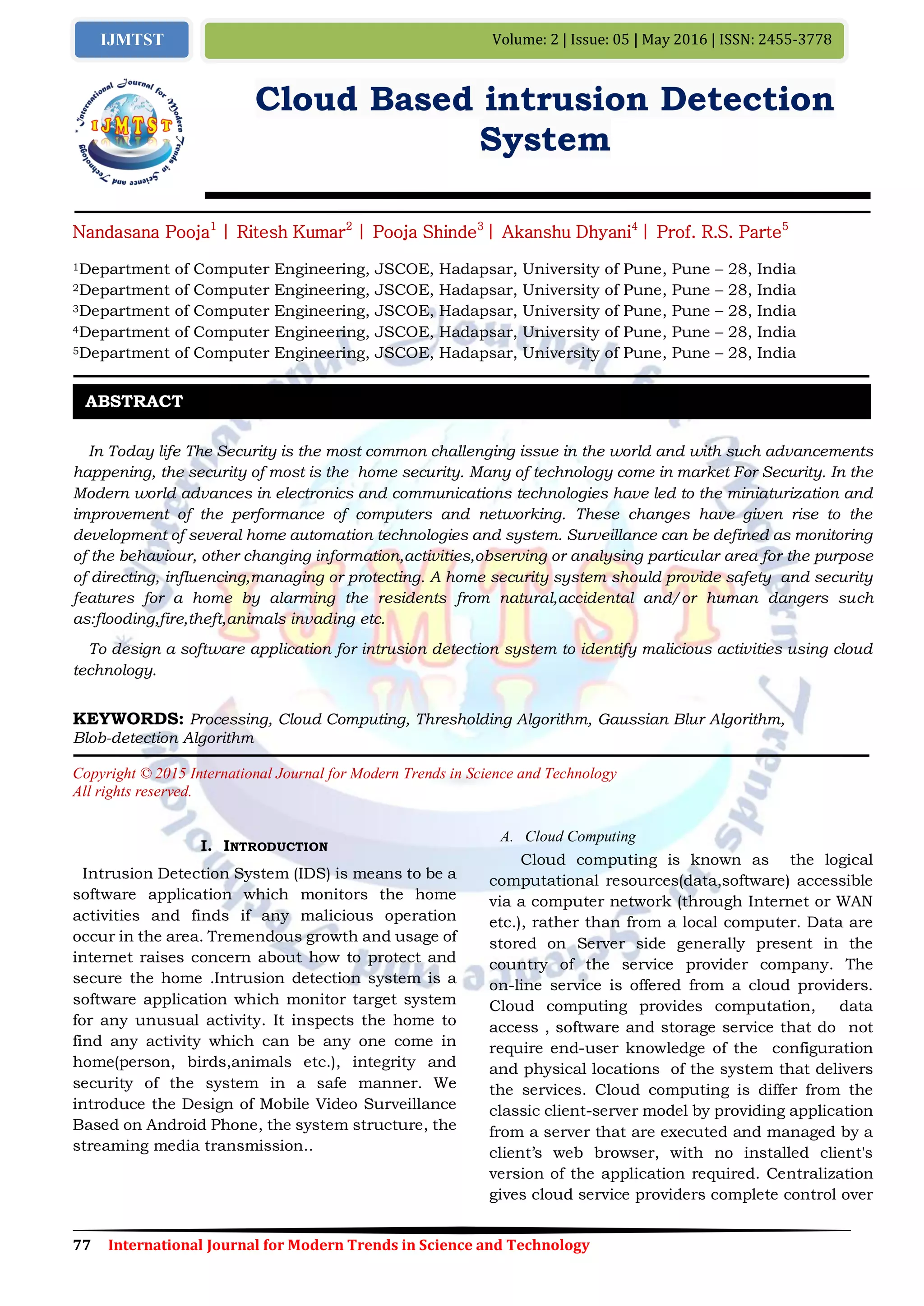 Cloud Based intrusion Detection System | PDF | Home Security | Home & Garden