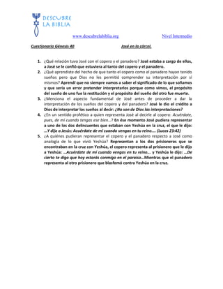 53. cuestionario génesis 40 josé en la cárcel | PDF
