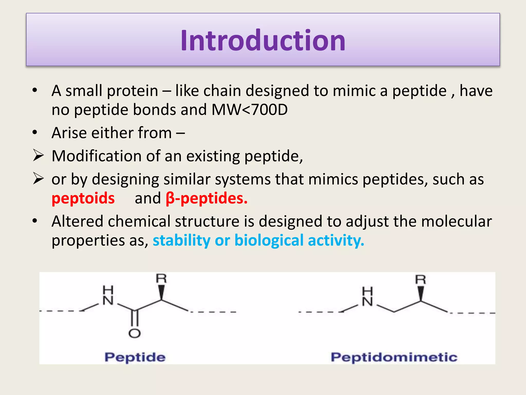 PEPTIDOMIMETICS [M.PHARM, BSC, MSC, B.PHARM] | PPTX