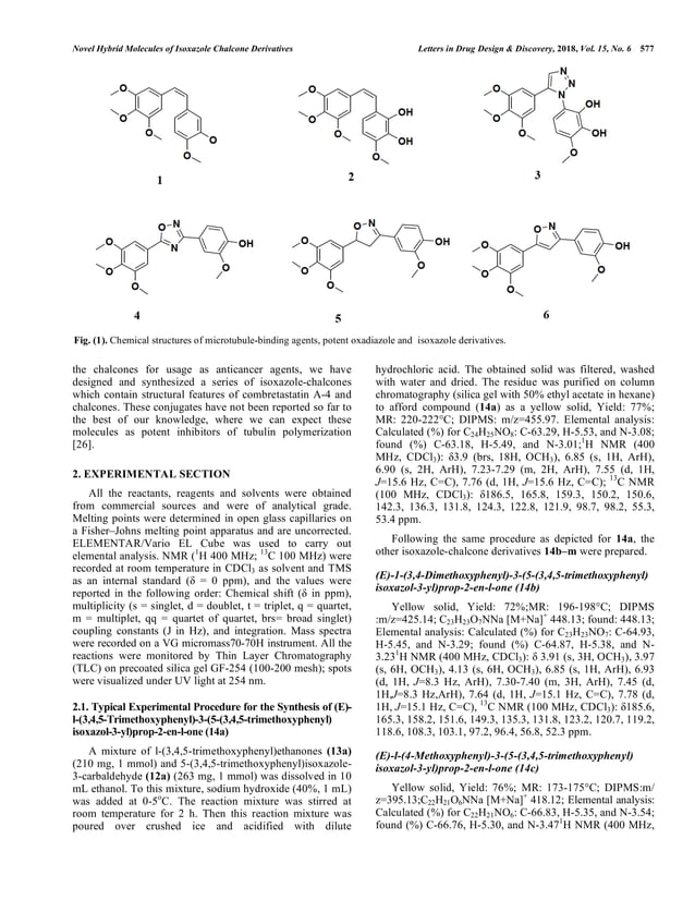 Novel Hybrid Molecules of Isoxazole Chalcone Derivatives: Synthesis and Study of In Vitro ...