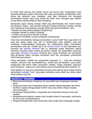 Silabus Training "Effective Mastering PROBLEM & Analysis" | PDF