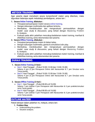 Silabus Training "Effective Mastering PROBLEM & Analysis" | PDF