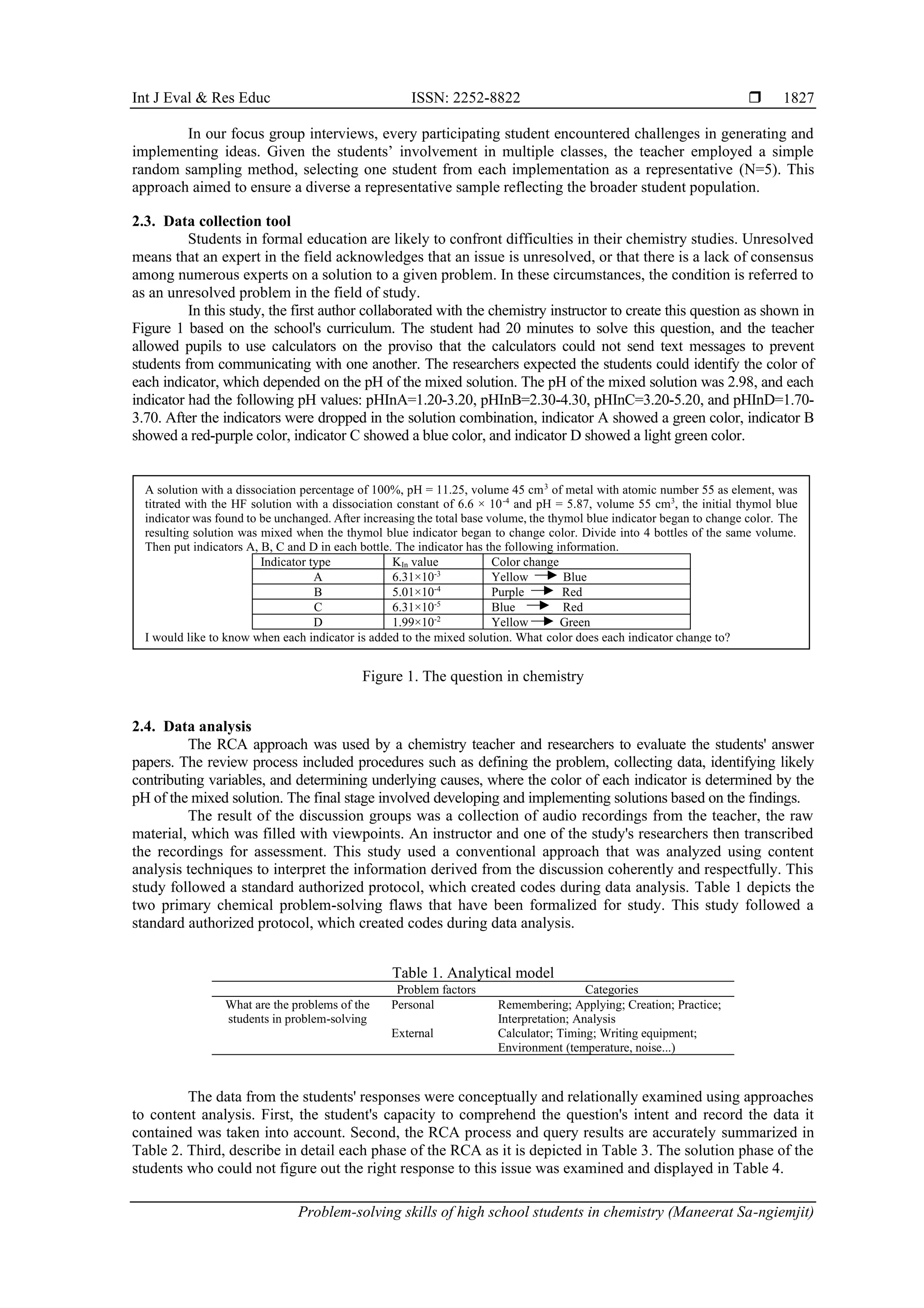 Problem-solving skills of high school students in chemistry | PDF