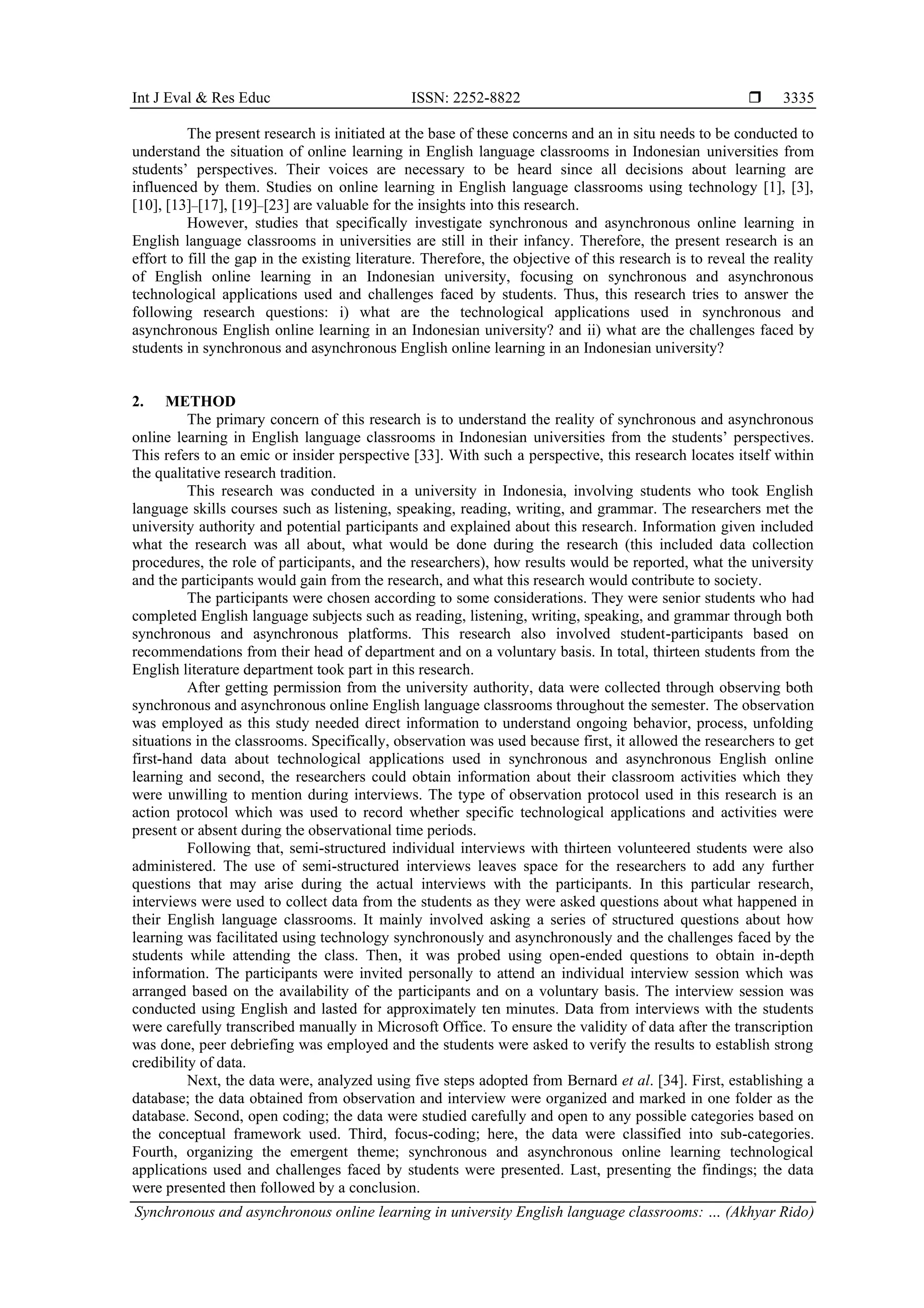 Synchronous and asynchronous online learning in university English ...