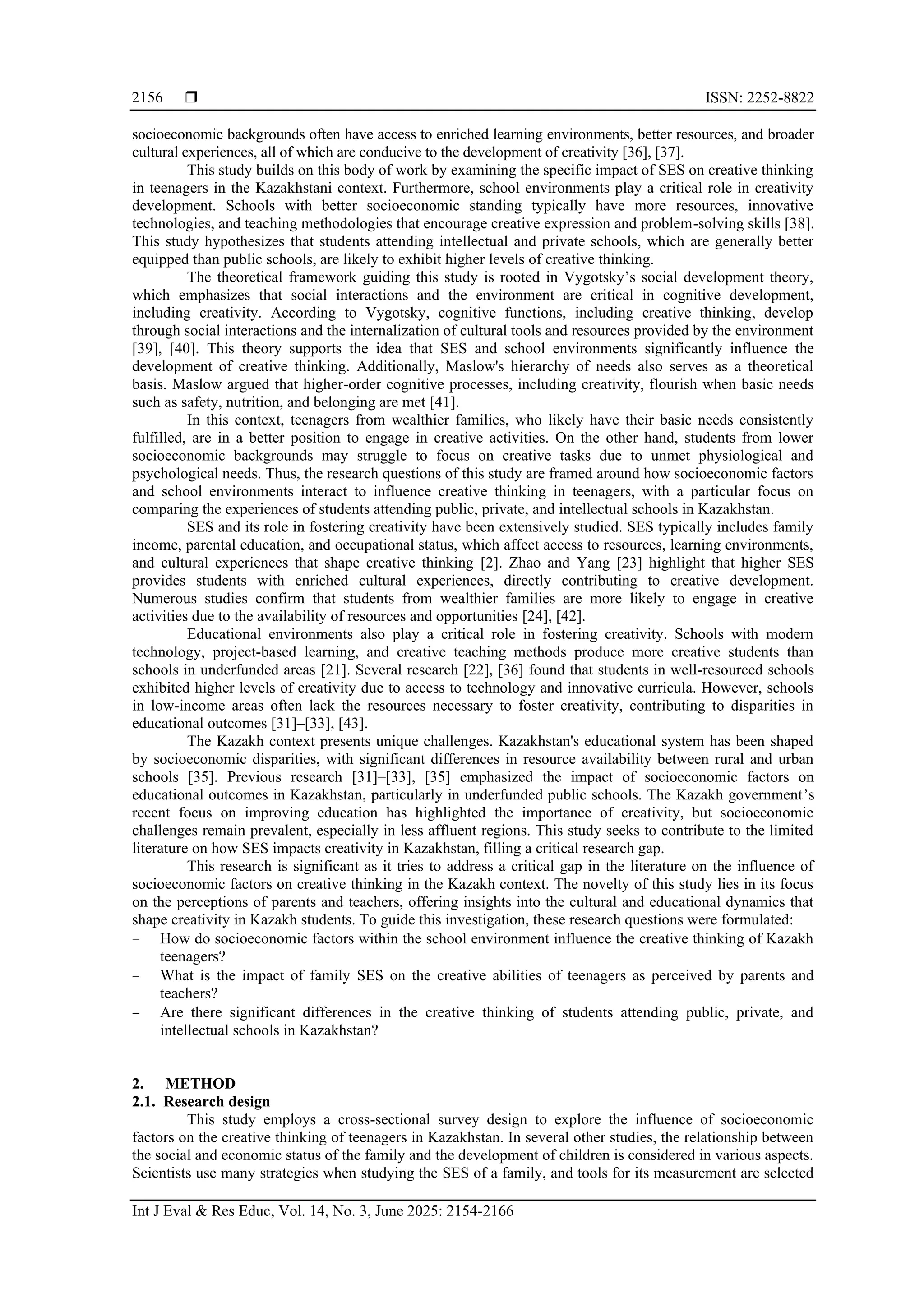 Socioeconomic factors as predictors of creative thinking in teenagers ...