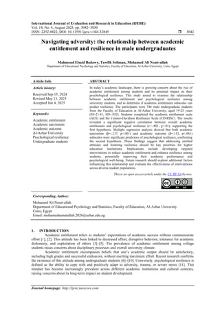 Navigating adversity: the relationship between academic entitlement and ...
