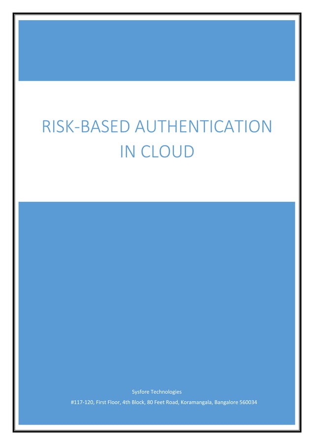 Risk-based Authentication In Cloud | Sysfore | PDF