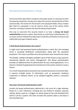 Risk-based Authentication In Cloud | Sysfore | PDF
