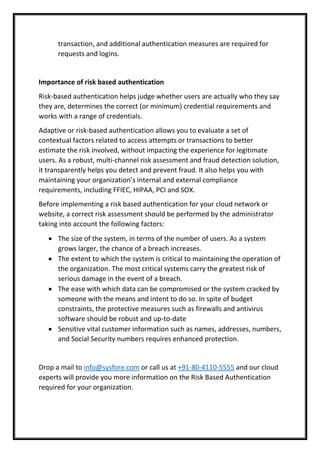 Risk-based Authentication In Cloud | Sysfore | PDF