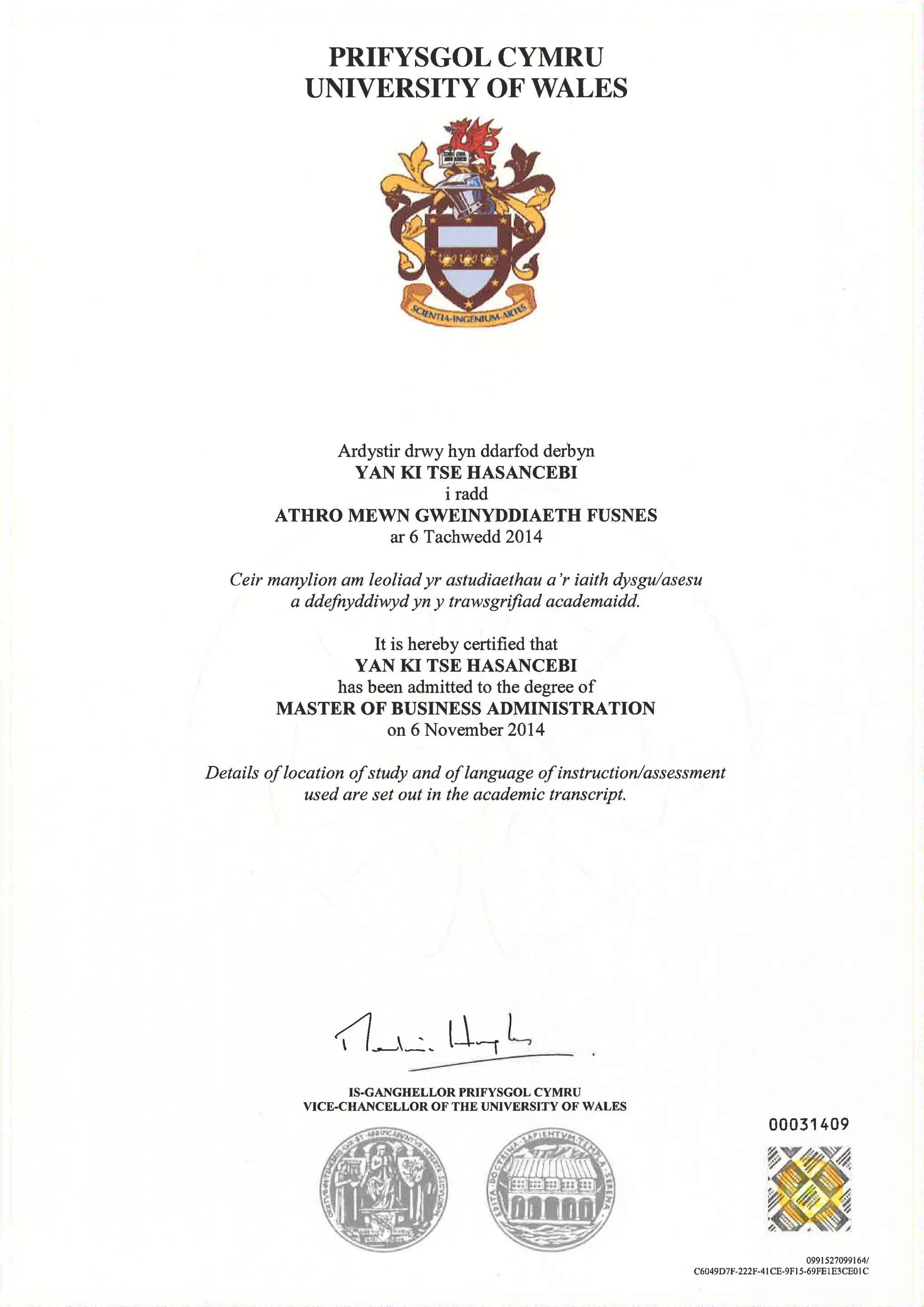 University of Wales certificate | PDF