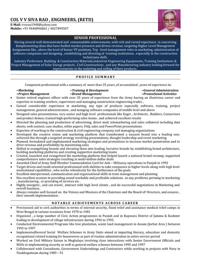 Resume Col Rao naukri | PDF