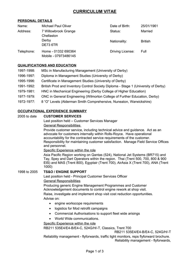 MPO CV - Sept 16.DOC | Business | Business and Finance