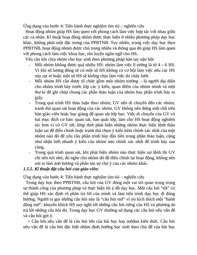 Tiểu luận: PP Bàn tay nặn bột trong dạy học TNXH chủ đề hệ cơ quan lớp 3 | PDF