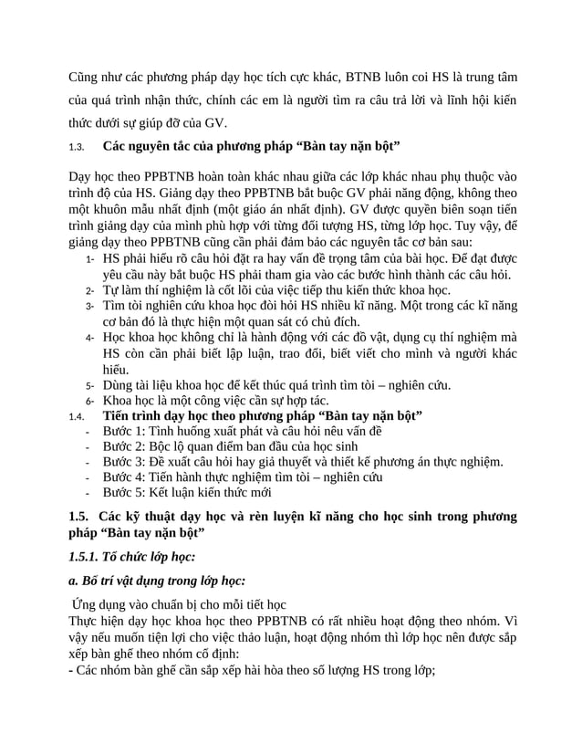Tiểu luận: PP Bàn tay nặn bột trong dạy học TNXH chủ đề hệ cơ quan lớp 3 | PDF