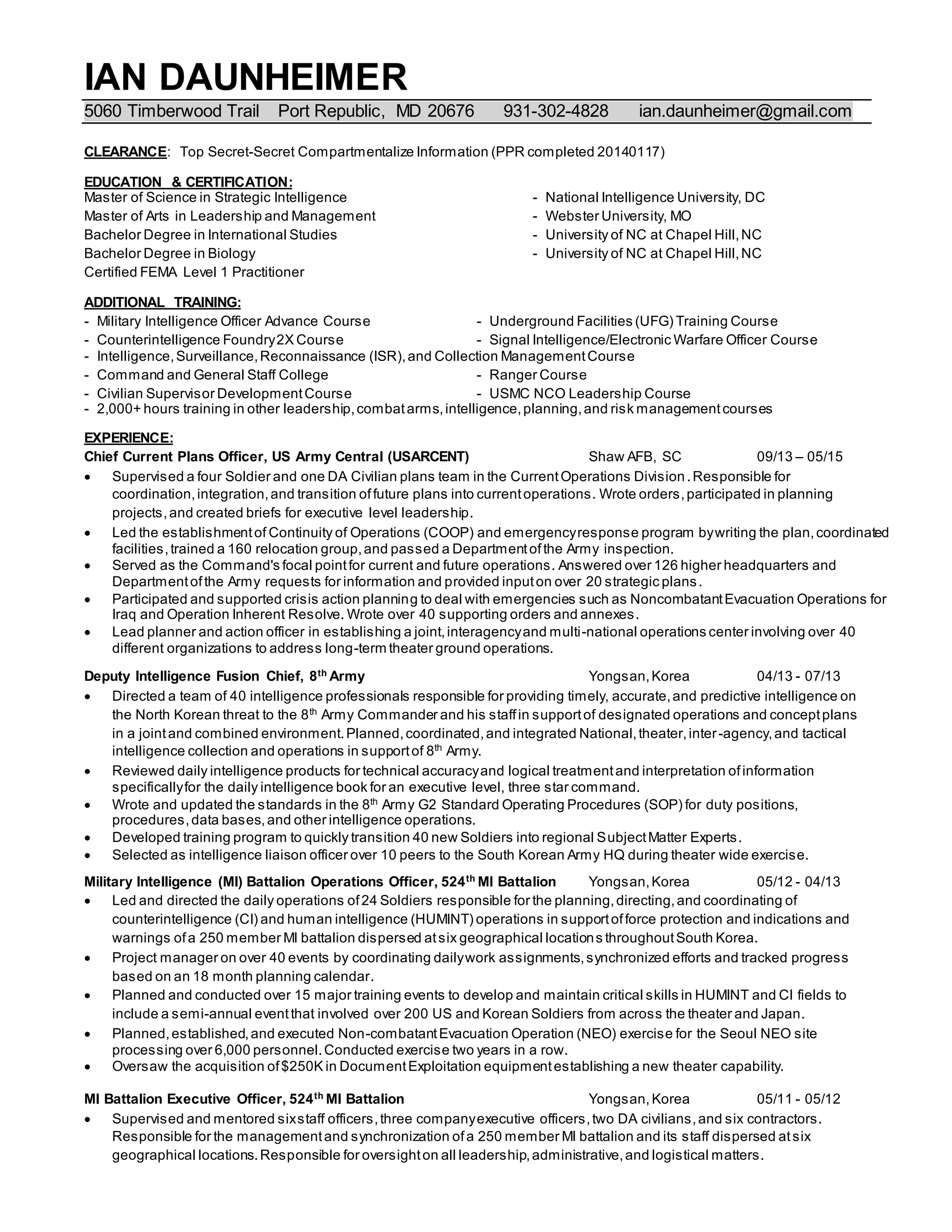 Daunheimer Resume-Chronological (Intel) v4 | DOCX