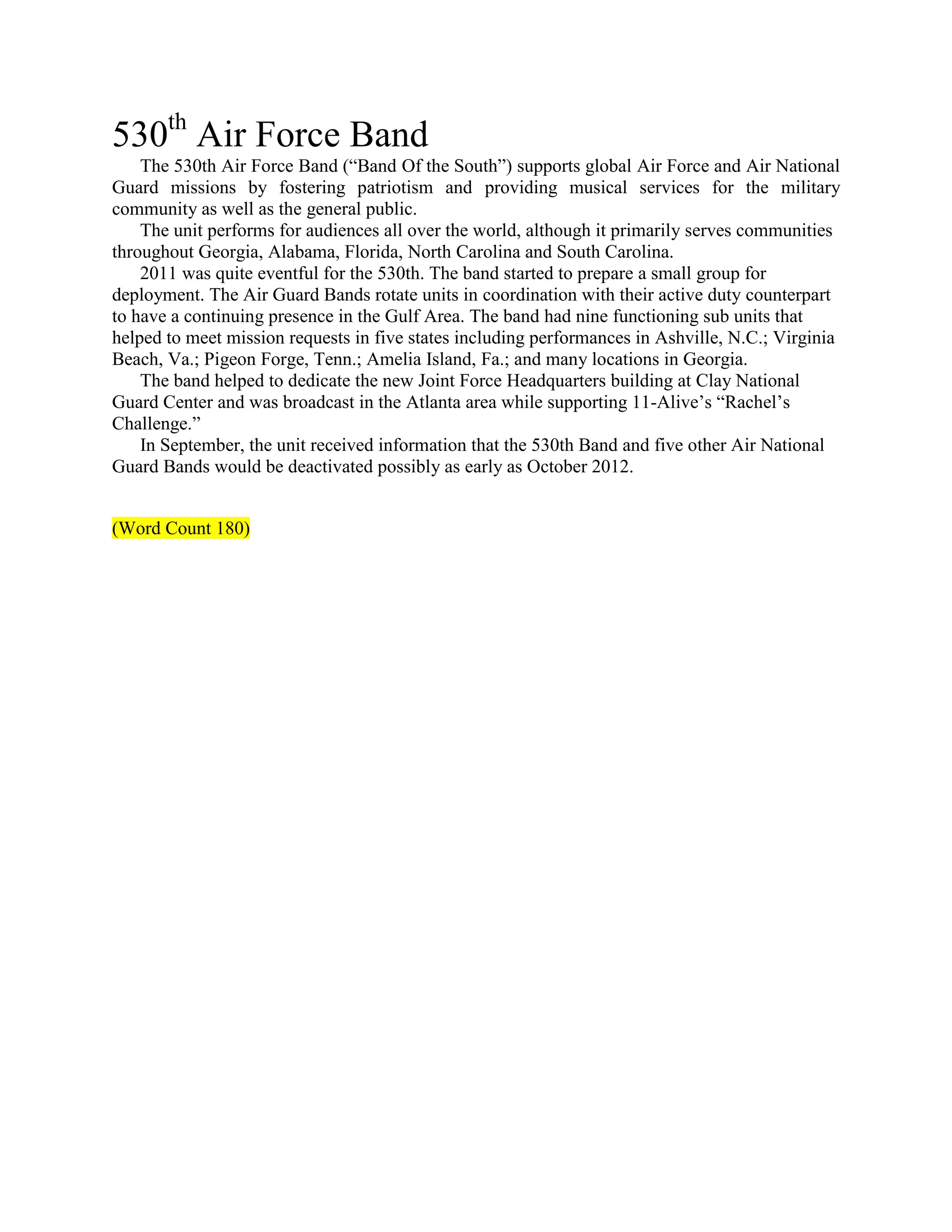 530th air force band | DOCX