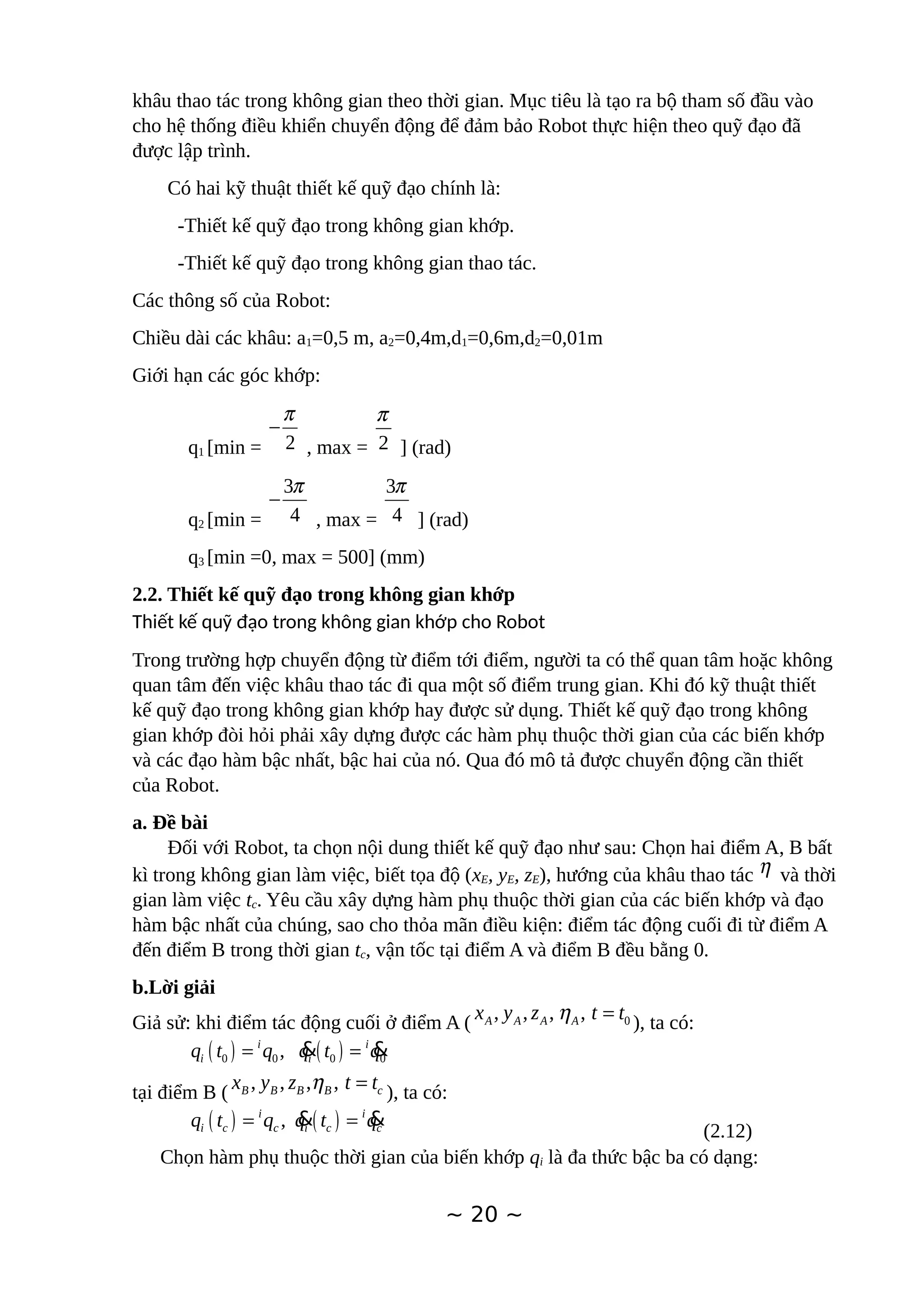 BTL TÍNH TOÁN THIẾT KẾ ROBOT GẮP CHI TIẾT | PDF