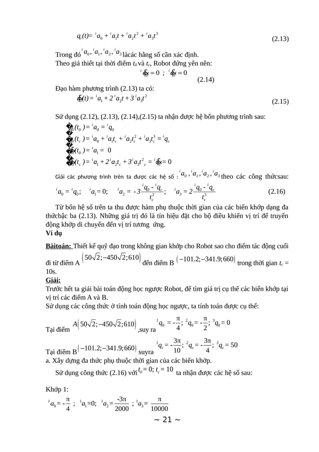 BTL TÍNH TOÁN THIẾT KẾ ROBOT GẮP CHI TIẾT | PDF