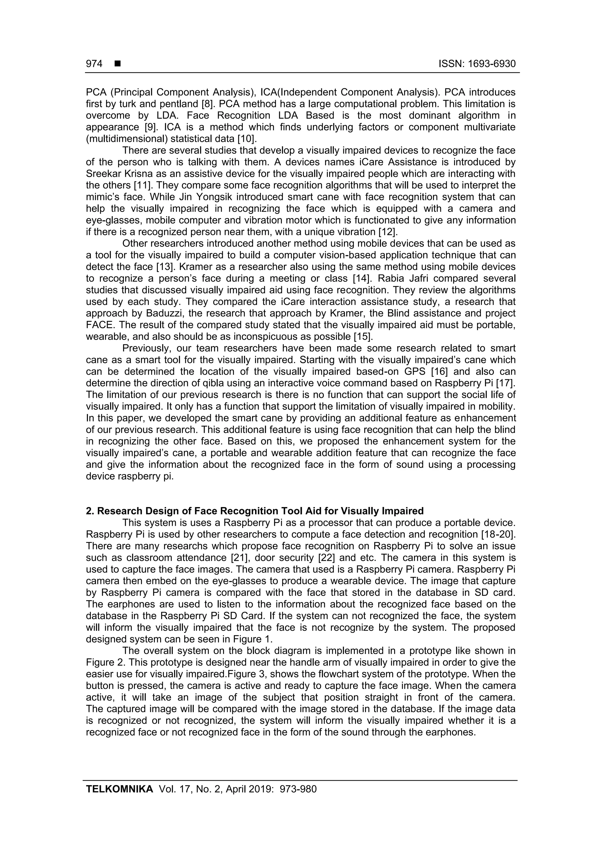 Face recognition smart cane using haar-like features and eigenfaces | PDF