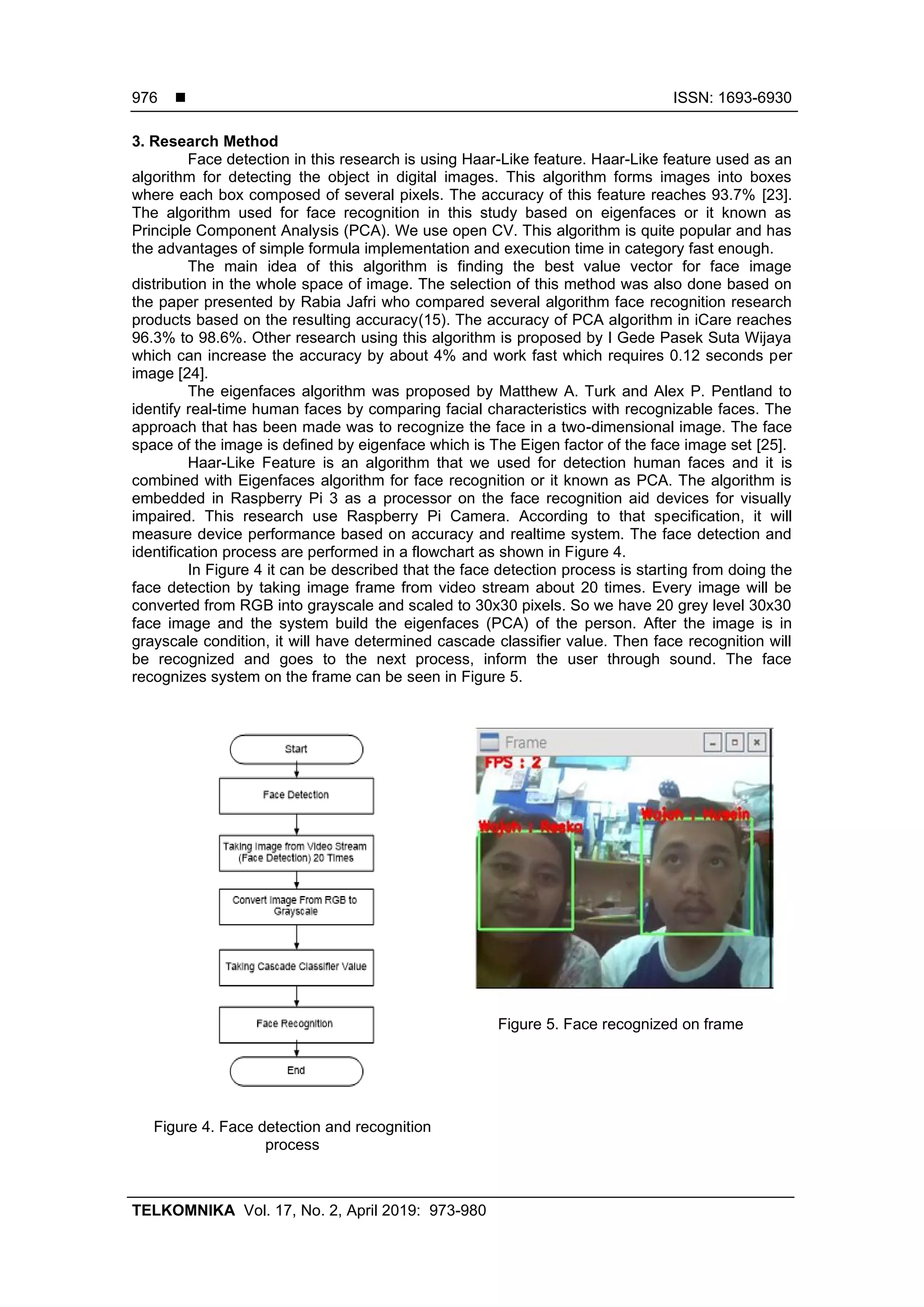 Face recognition smart cane using haar-like features and eigenfaces | PDF