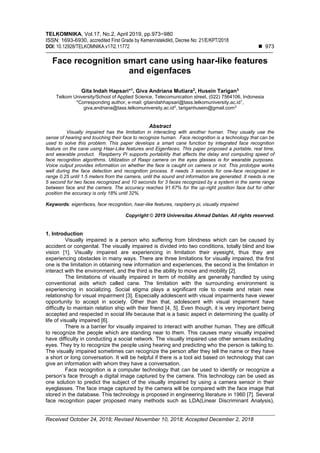 Face recognition smart cane using haar-like features and eigenfaces | PDF