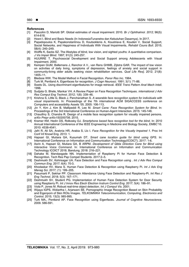 Face recognition smart cane using haar-like features and eigenfaces | PDF