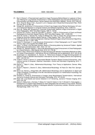 Chest radiograph image enhancement with wavelet decomposition and morphological operations | PDF