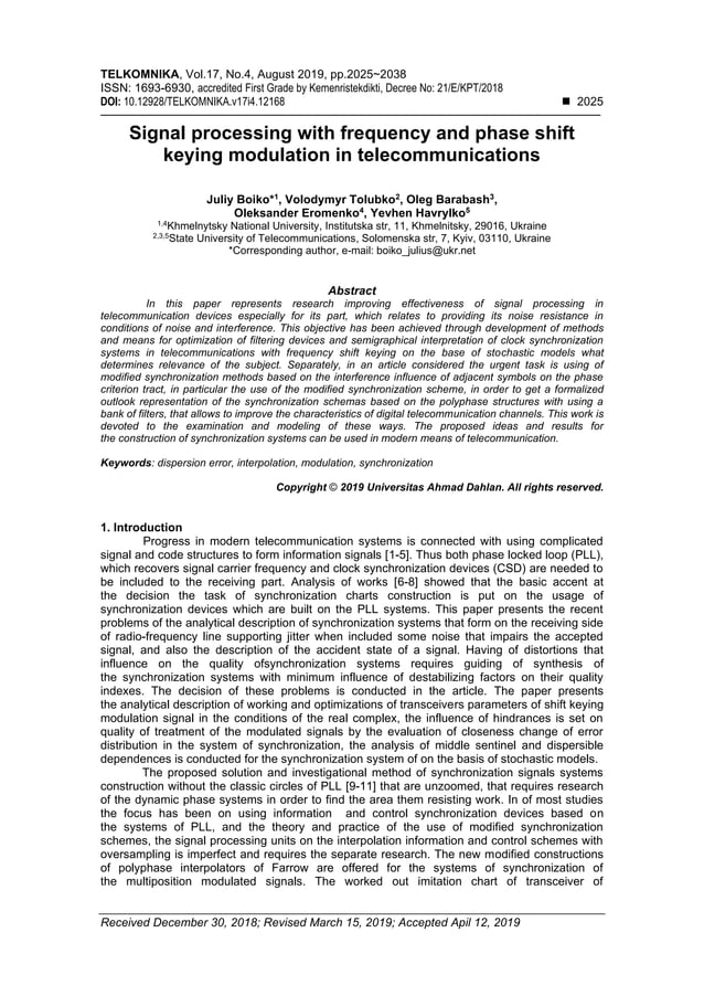 Signal Processing With Frequency And Phase Shift Keying Modulation In