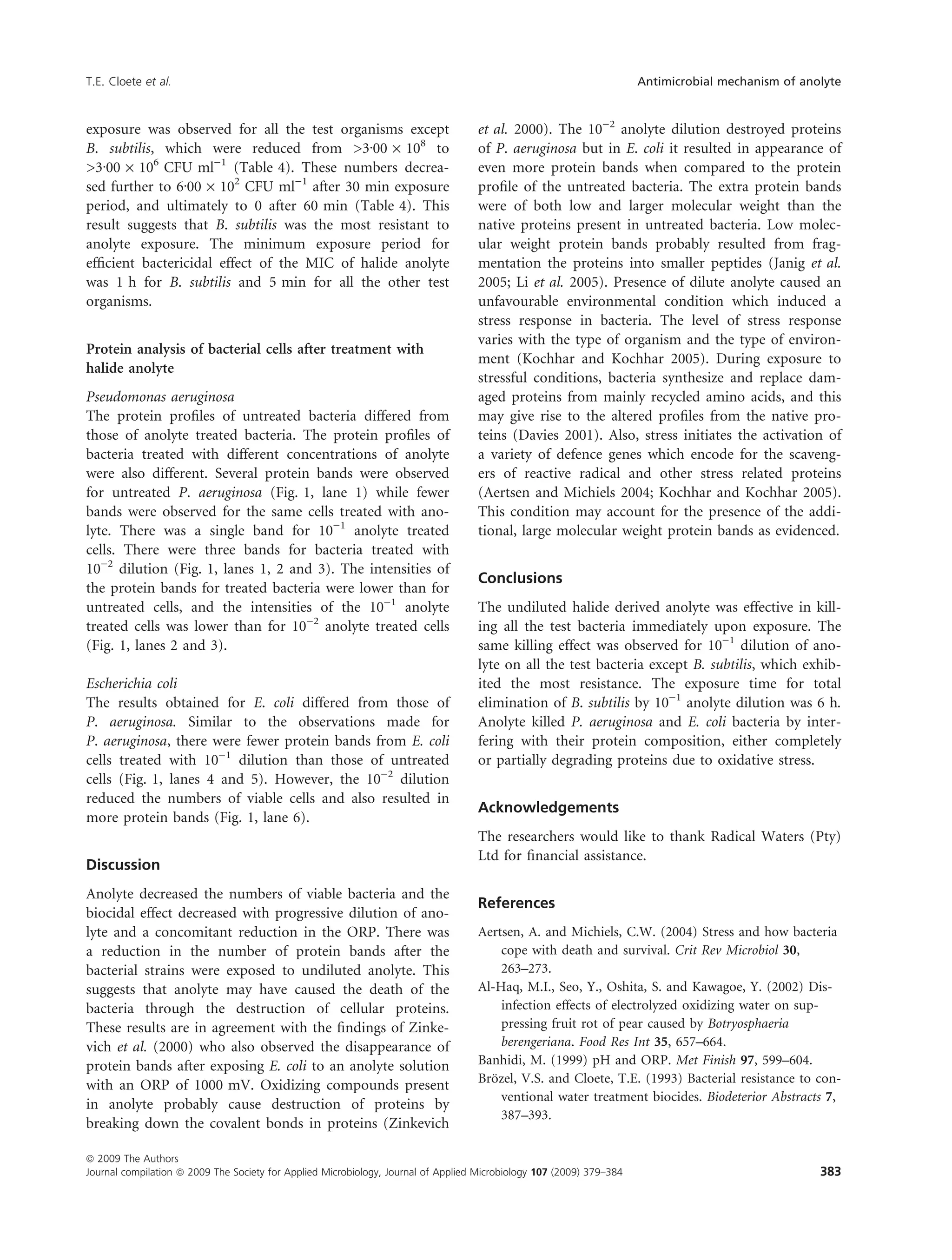 The antimicrobial mechanism of ECA water against pseudomonas aeruginosa ...