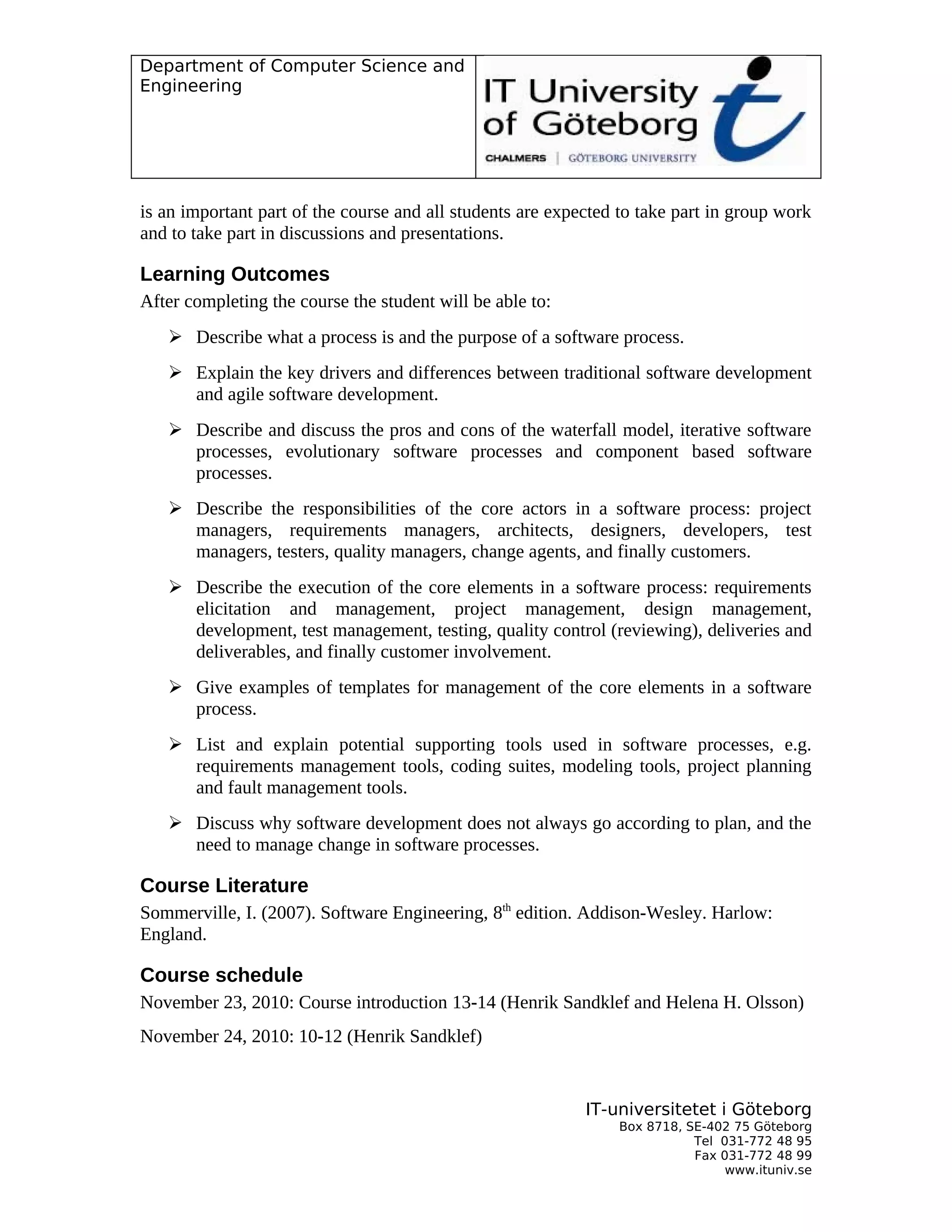 Syllabus-TIG021-Software Processes | PDF