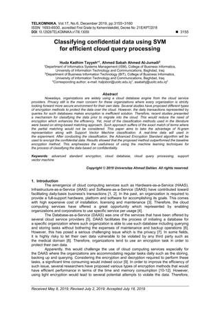 Classifying confidential data using SVM for efficient cloud query processing | PDF | Cloud ...